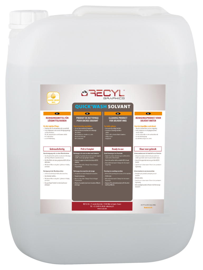 Quick’Wash Solvant – Daily Cleaning Product for Solvent Inks | Recyl